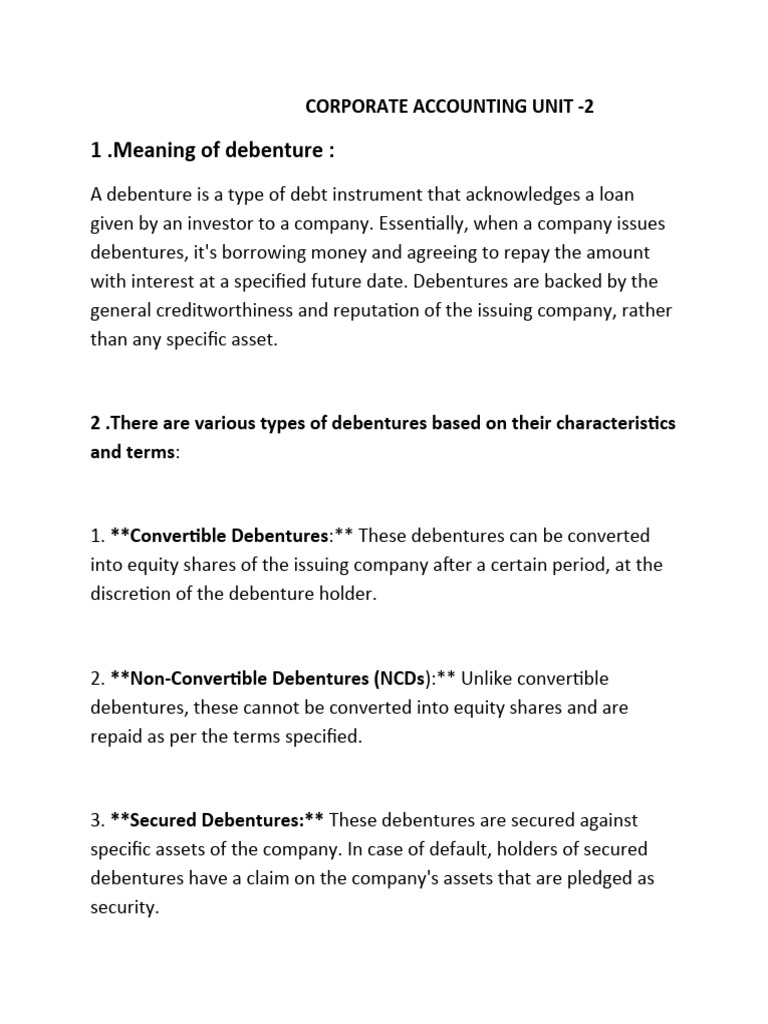 Corporate Accounting Unit 2 | PDF