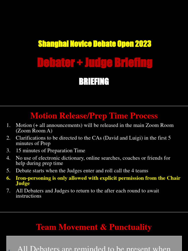 SNDO 2023 Debater and Judge Briefing | PDF