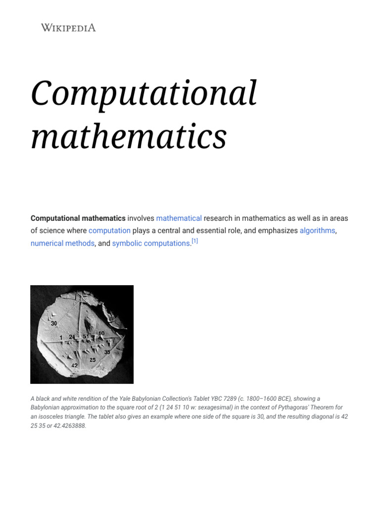 Computational Mathematics - Wikipedia | PDF | Mathematics | Numerical Analysis