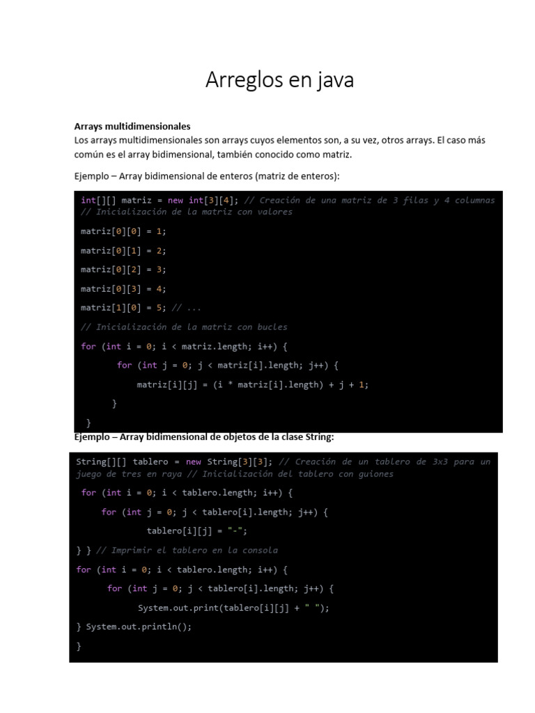 Arreglos en Java - Parte 2 | PDF | Cibernética | Programación de computadoras
