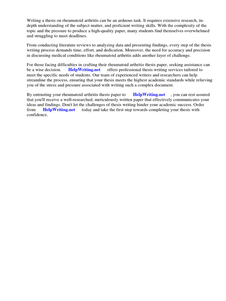 Rheumatoid Arthritis Thesis Paper | PDF