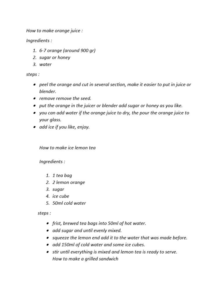 How To Make Orange Juice | PDF | Cooking, Food & Wine