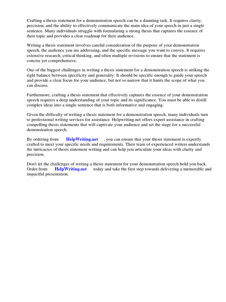 Thesis Statement Demonstration Speech | PDF | Essays | Thesis