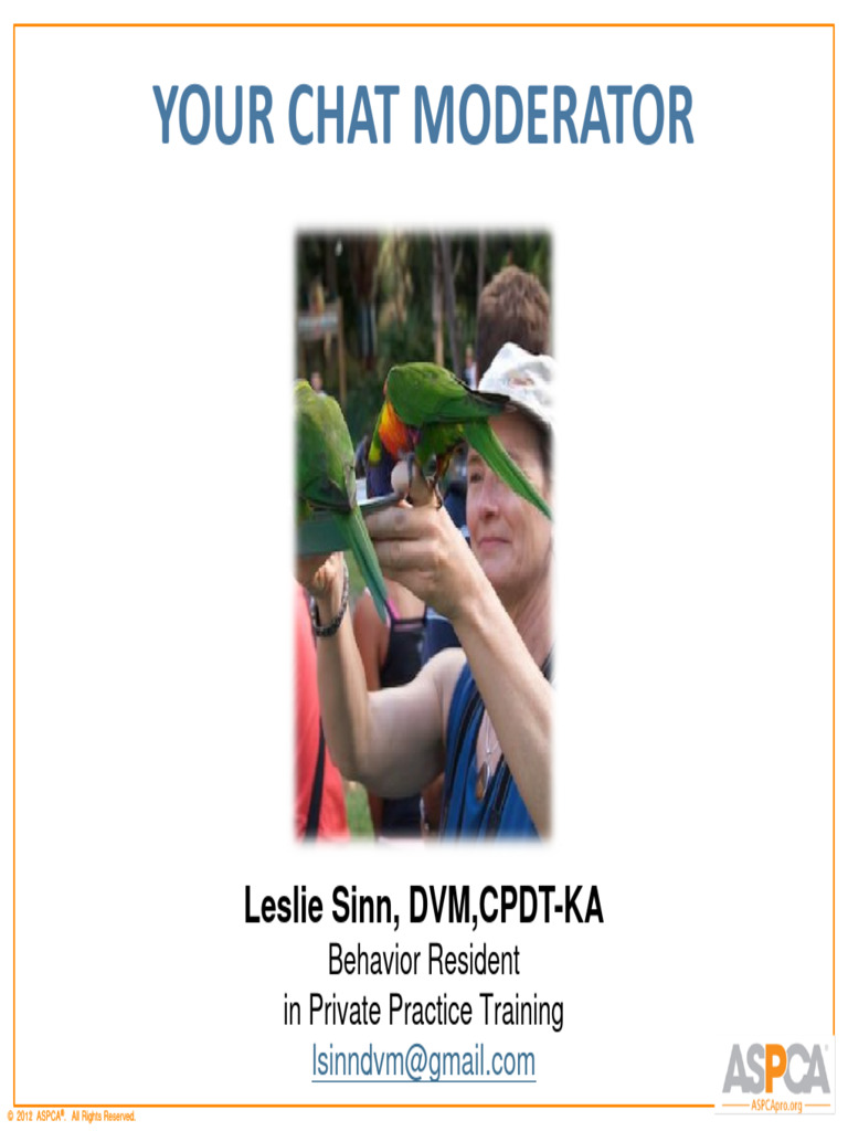 Aspca Behavior Issues in Birds Webinar Slides | PDF | Aggression | Zoology