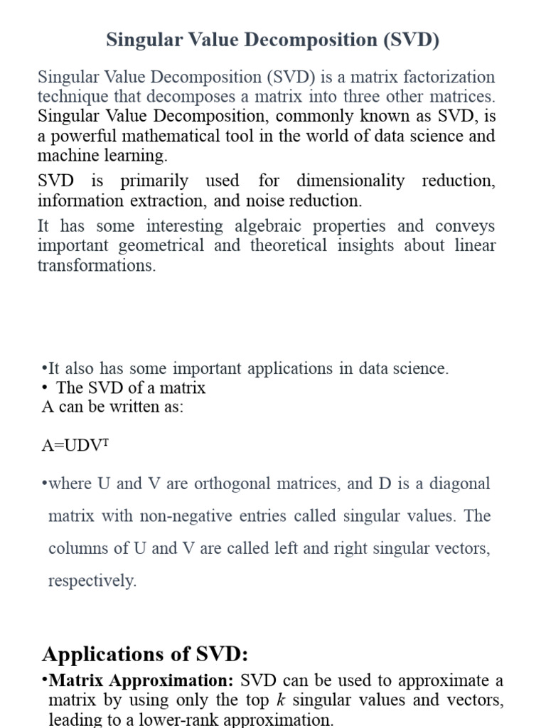 Edab Module 5 Singular Value Decomposition Svd Pdf Logistic