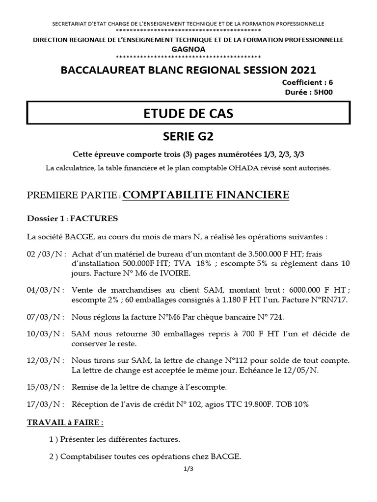 Etude de Cas G2 | PDF | Finanzas y dinero