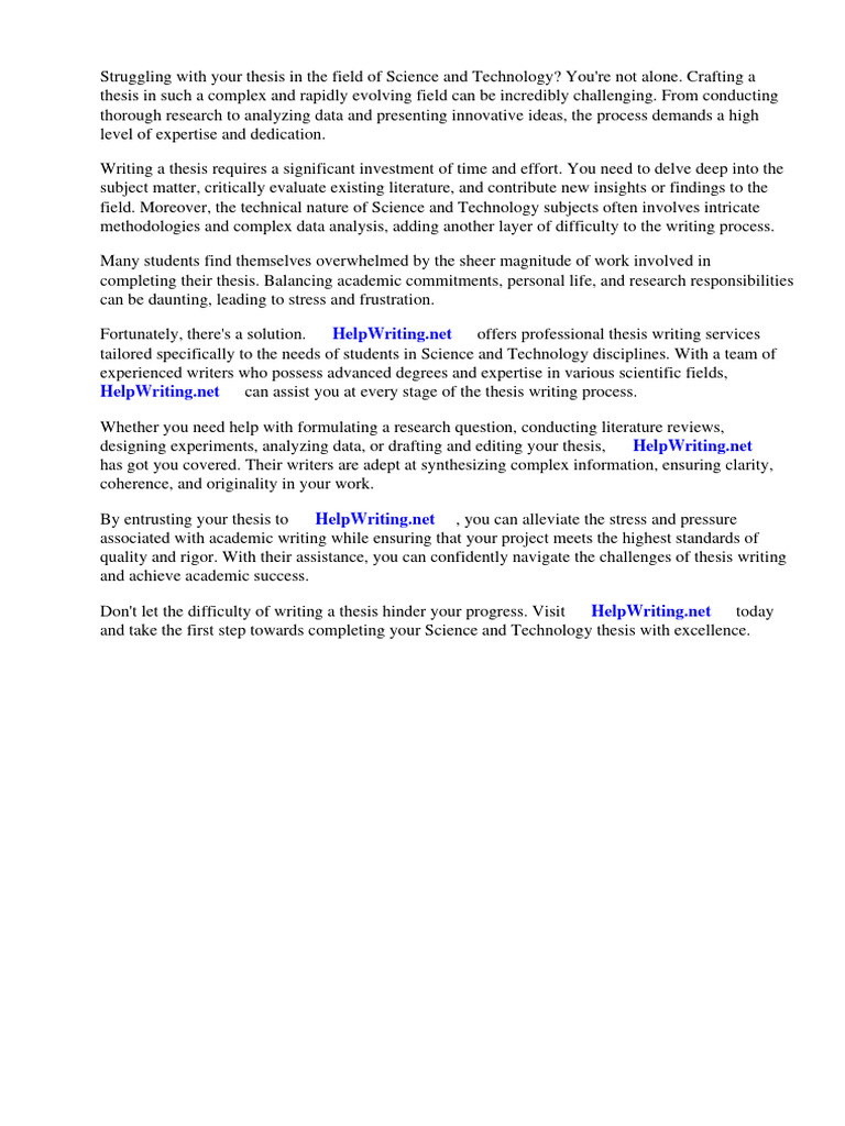 Thesis Science and Technology | PDF