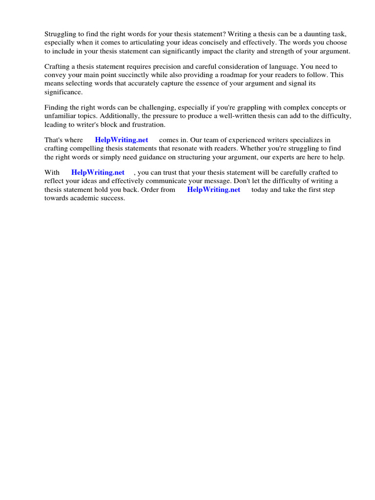 Words That Can Be Used in A Thesis Statement | PDF | Career & Growth