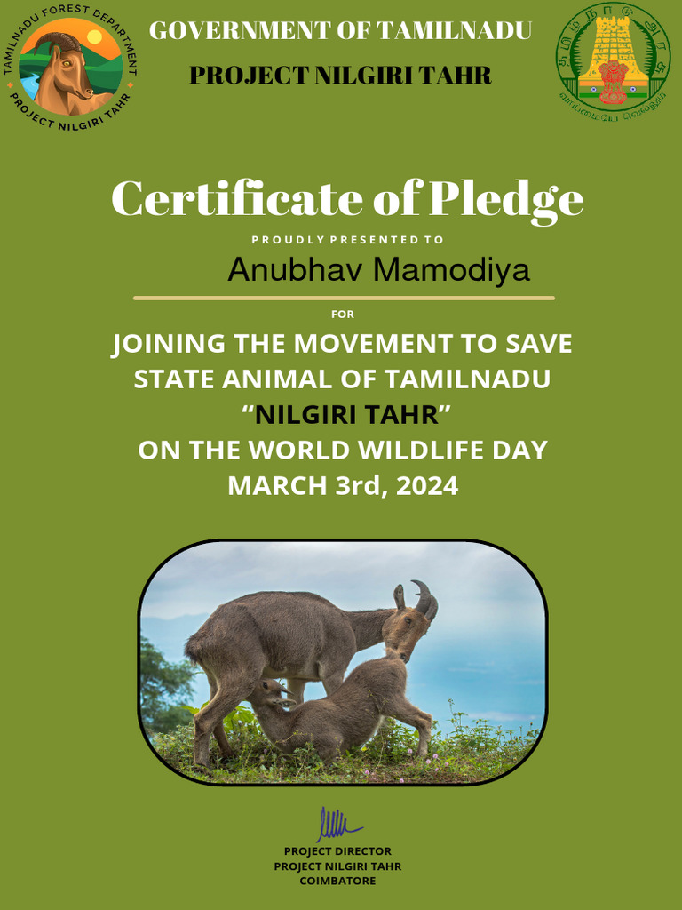 Wildlife Pledge Certificate | PDF