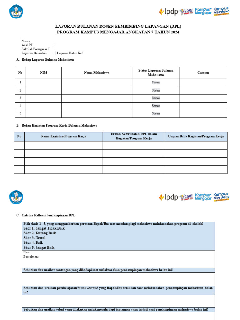 [Format] Laporan Bulanan DPL KM 7 | PDF