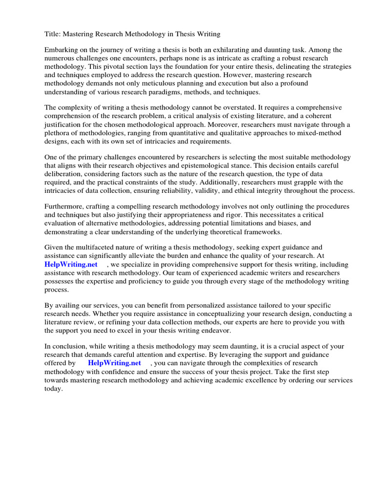 How To Write Research Methodology Thesis | PDF How To Write Research Methodology Thesis | PDF