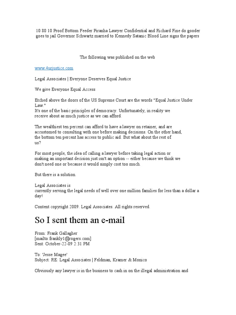 10 80 10 Proof Bottom Feeder Piranha Lawyer Confidential and Richard ...