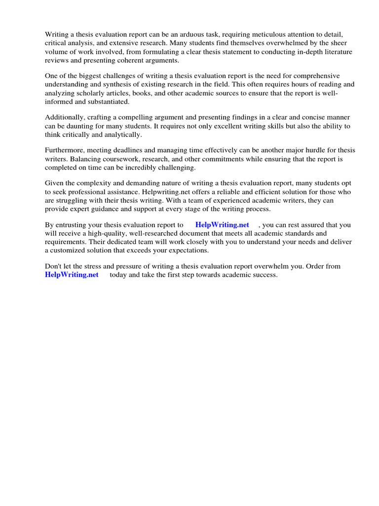Writing Thesis Evaluation Report | PDF | Evaluation | Thesis