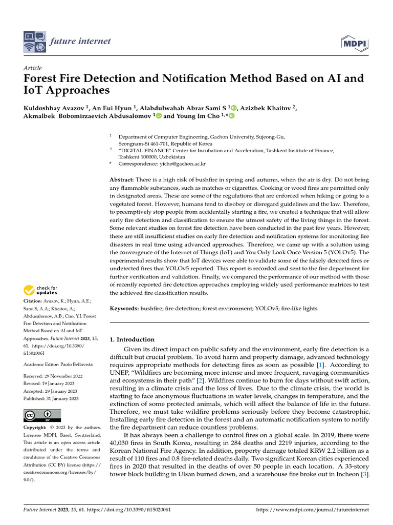 Forest Fire Detection and Notification Method Based On AI and IoT ...