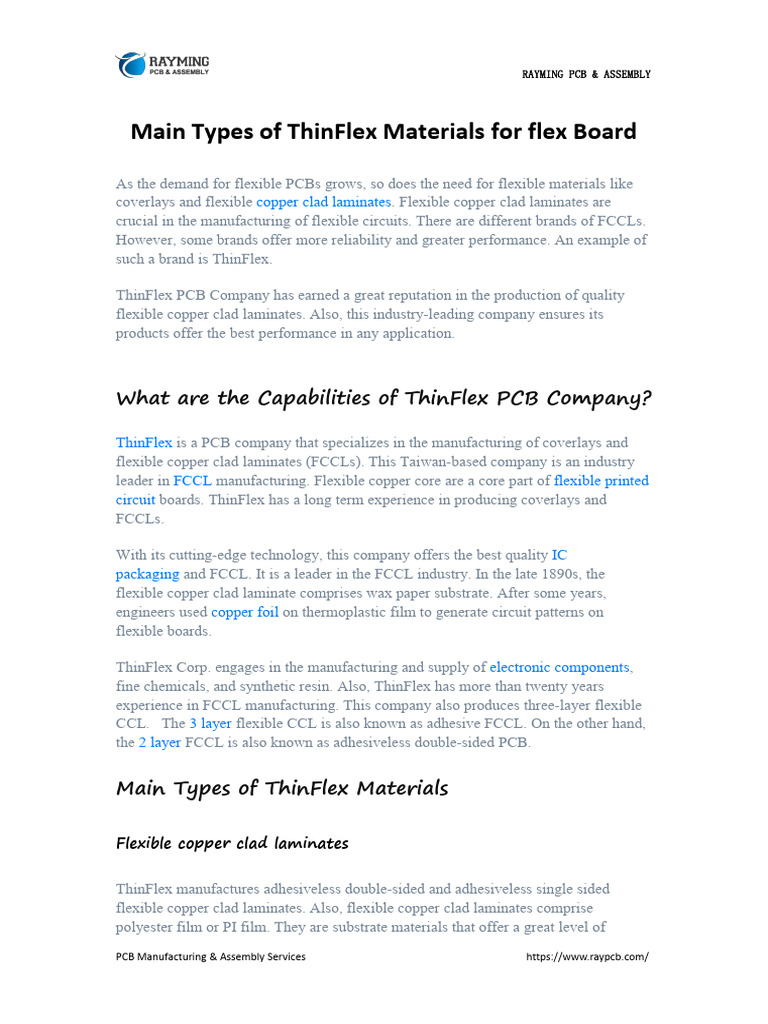 Main Types of ThinFlex Materials For Flex Board | PDF | Printed Circuit ...
