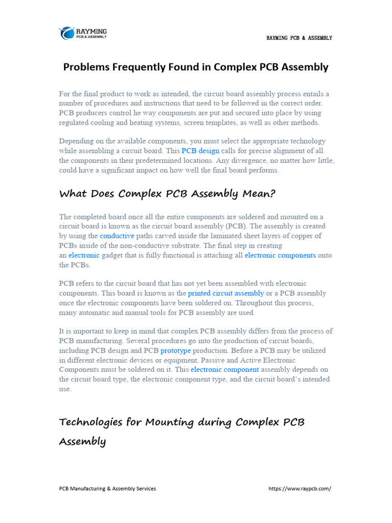 Problems Frequently Found in Complex PCB Assembly | PDF | Printed Circuit Board | Soldering