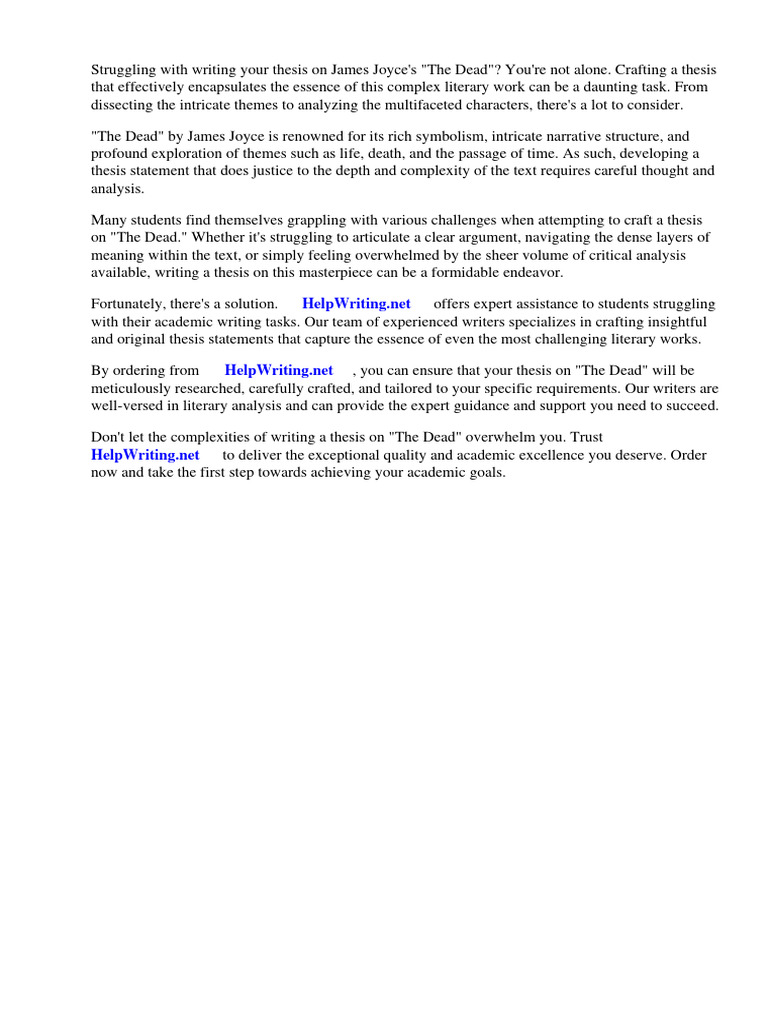 James Joyce The Dead Thesis Statement | PDF | James Joyce