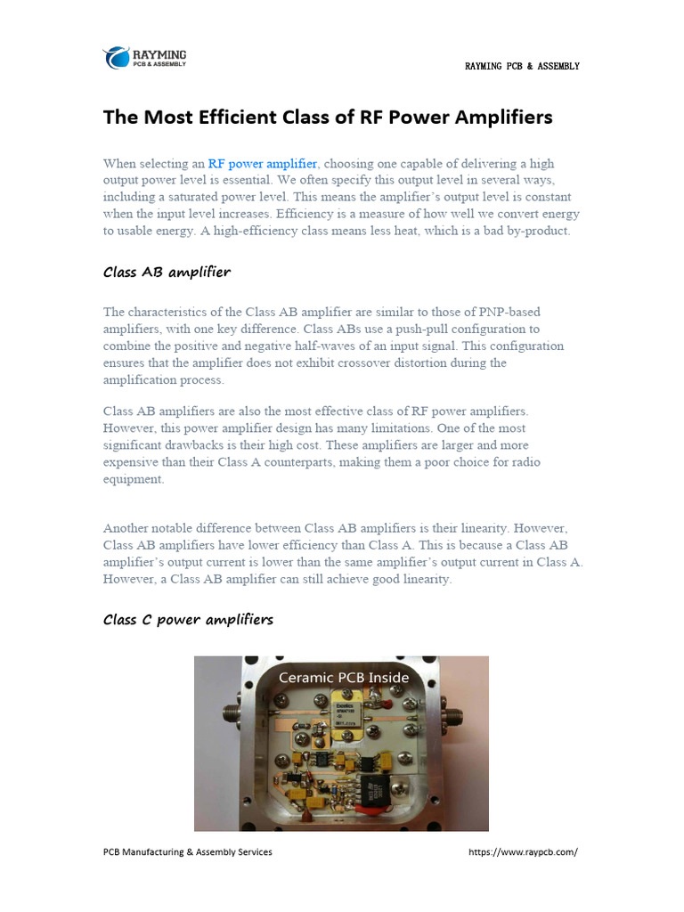 The Most Efficient Class of RF Power Amplifiers | PDF | Amplifier | Distortion