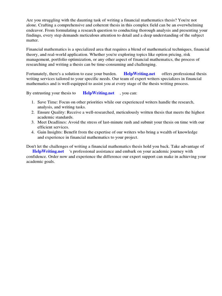 Financial Mathematics Thesis Writing Help | PDF | Interest | Present Value