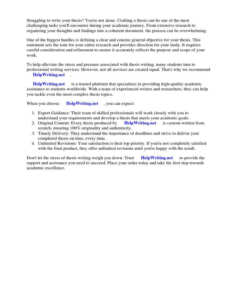 Thesis General Objective Sample | PDF