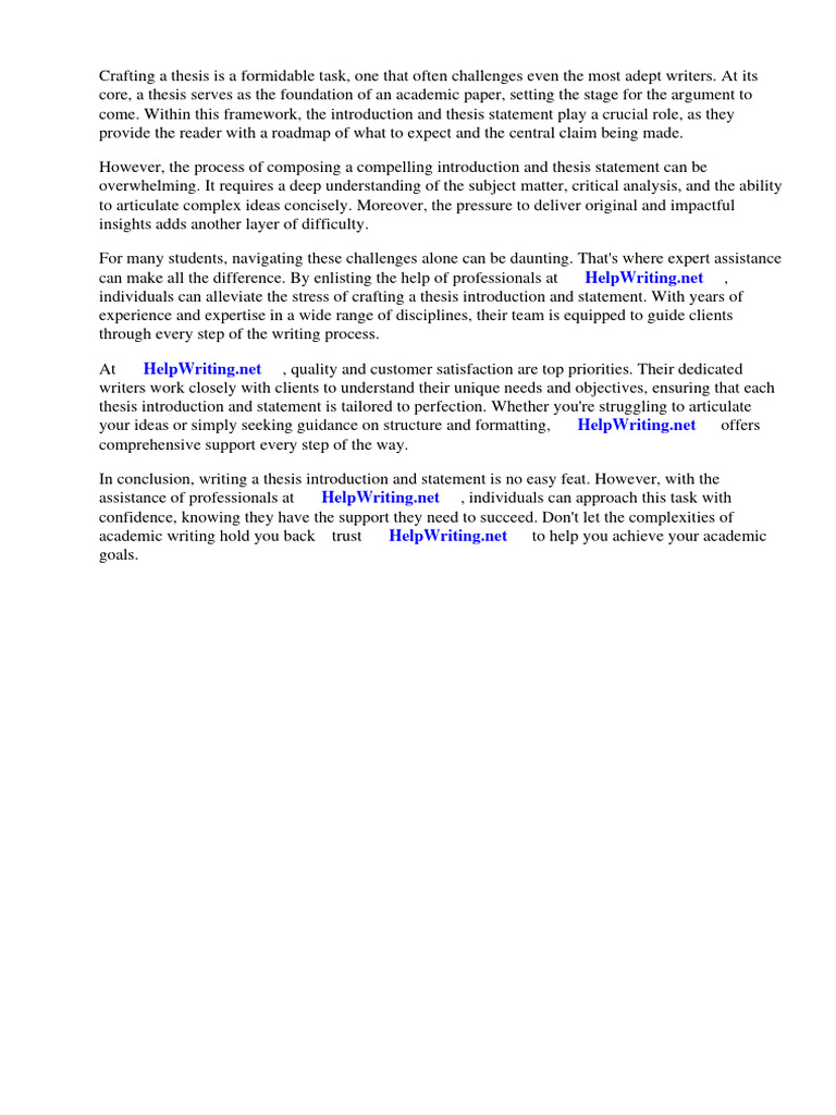 Writing Introduction Thesis Statement | PDF | Essays | Thesis