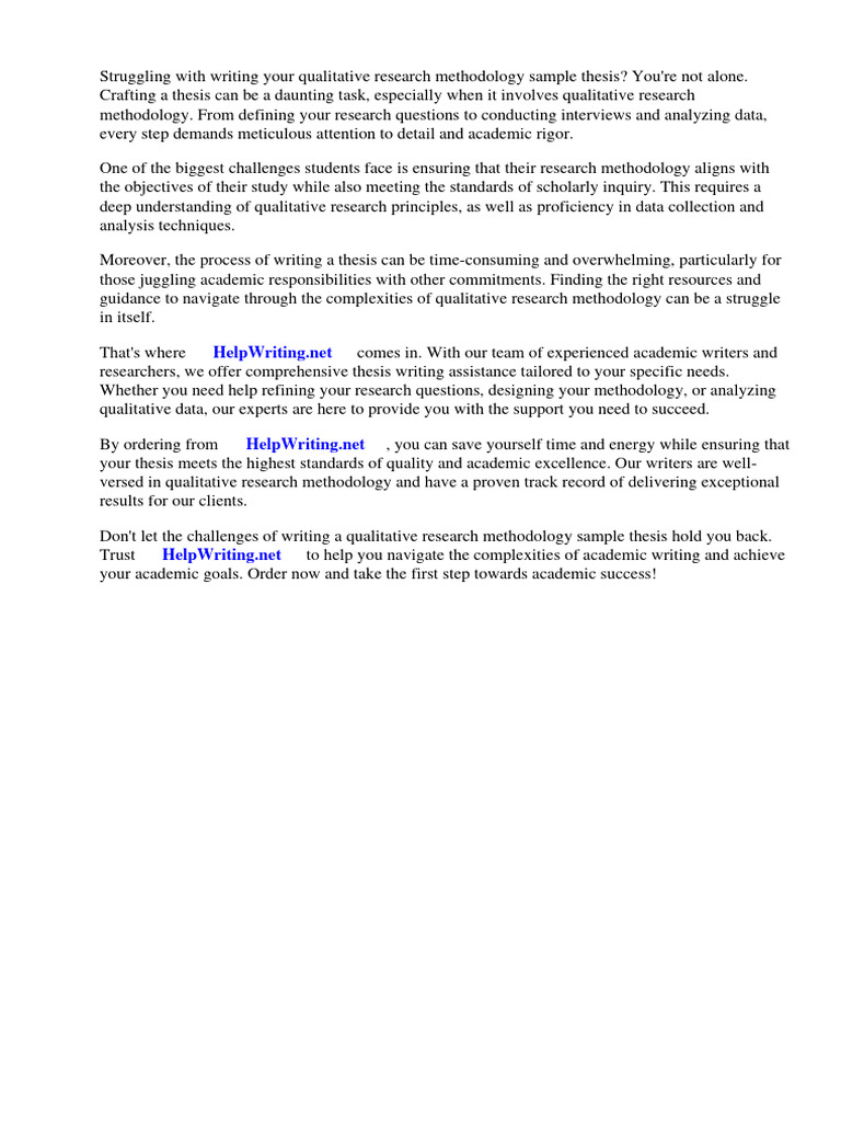 Qualitative Research Methodology Sample Thesis | PDF | Methodology ...