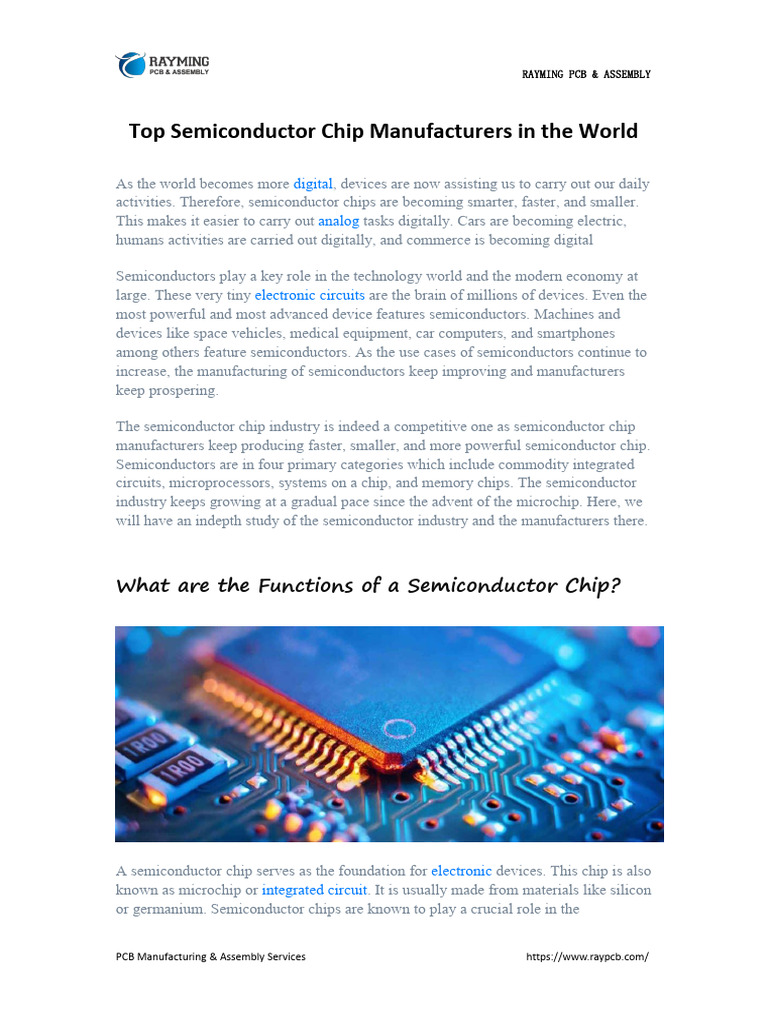 Top Semiconductor Chip Manufacturers in The World | PDF | Samsung ...