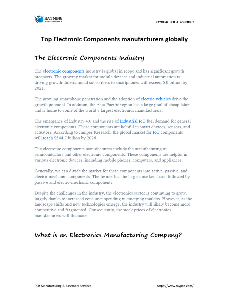 Top Electronic Components Manufacturers Globally | PDF | Digital Signal ...