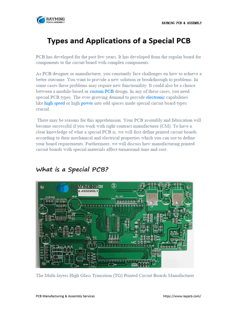 Types and Applications of A Special PCB | PDF | Printed Circuit Board | Engineering