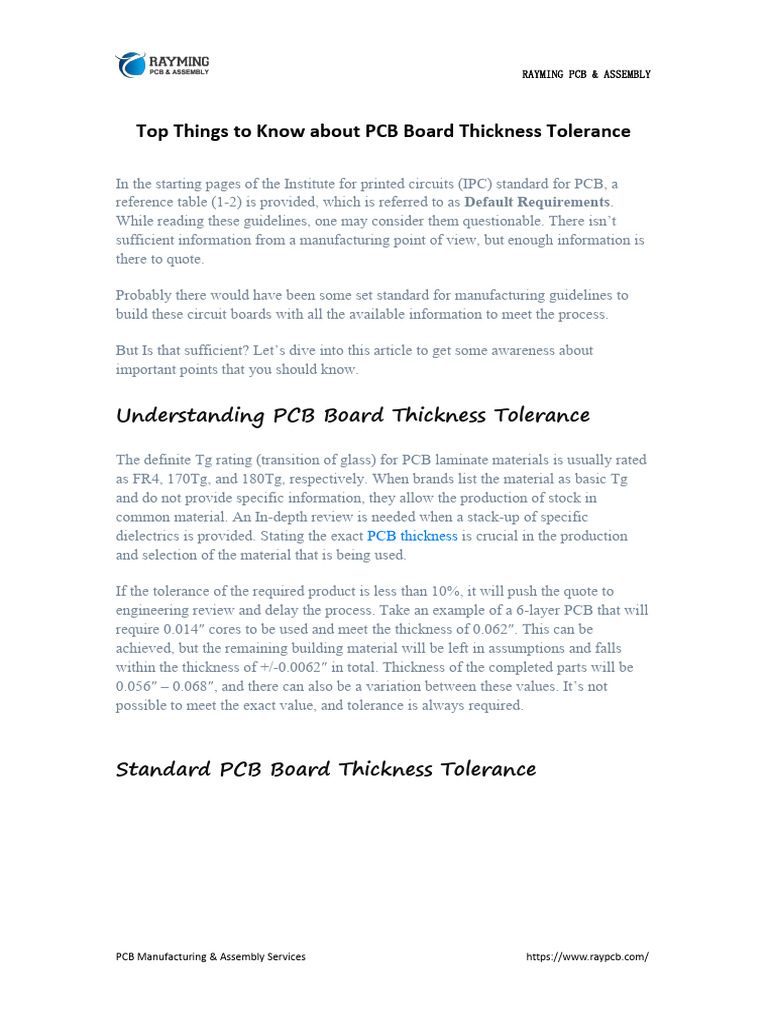 Top Things To Know About PCB Board Thickness Tolerance | PDF | Printed ...