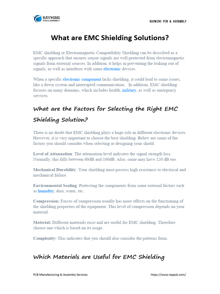 What Are EMC Shielding Solutions | PDF