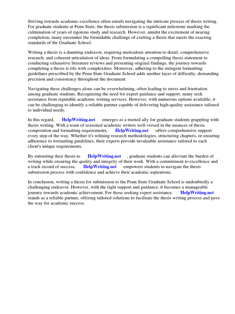 Penn State Graduate School Thesis Submission | Download Free PDF ...