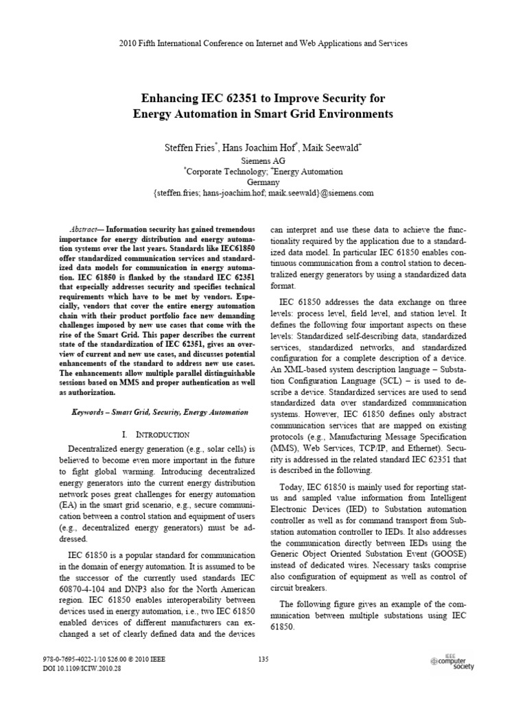 Enhancing IEC 62351 To Improve Security F | PDF | Transport Layer ...