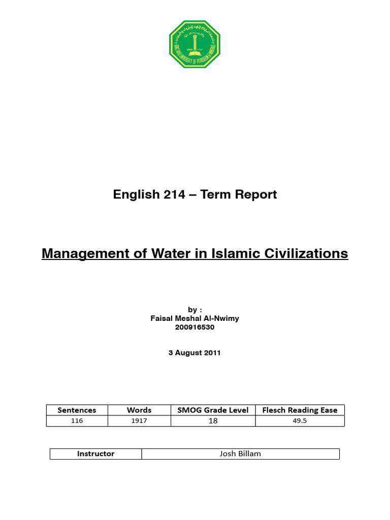 Water Management in Islamic Civilizations | PDF