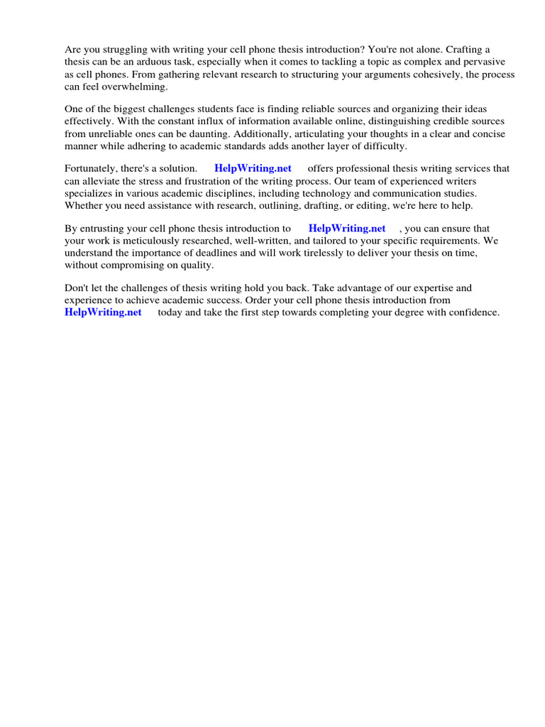 Cell Phone Thesis Introduction | PDF | Mobile Phones | Telephone