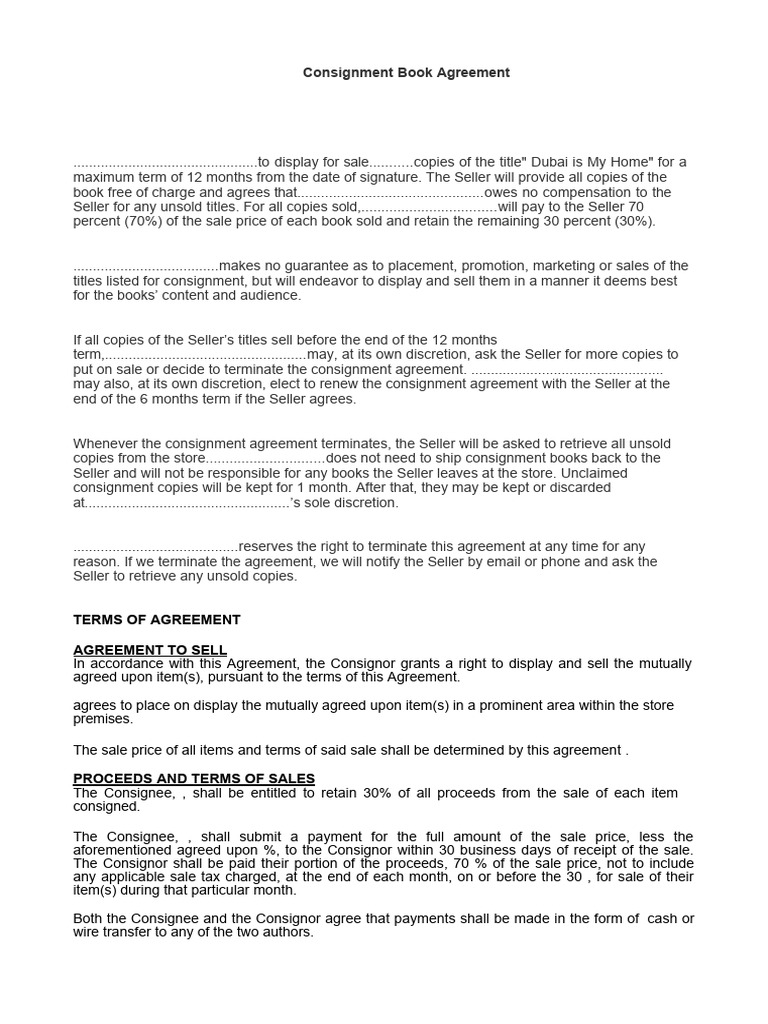 Consignment Agreement | PDF