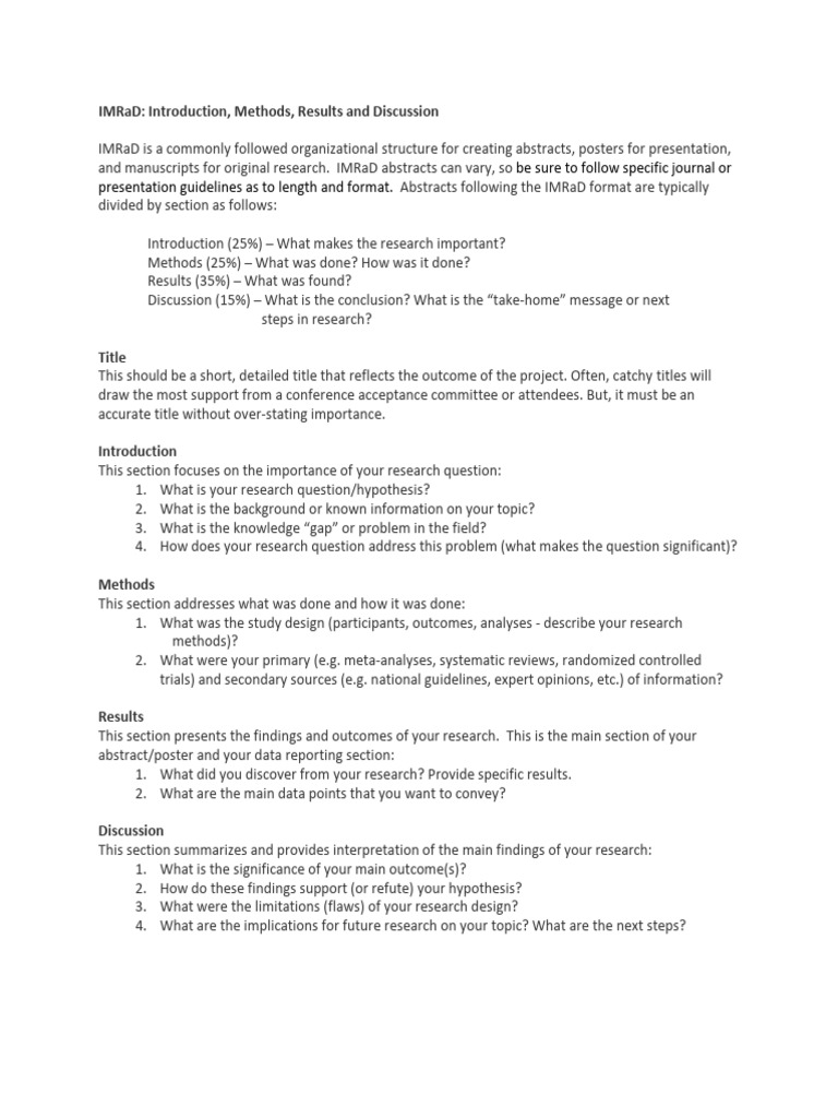 IMRaD Abstract Cheat Sheet FINAL | PDF