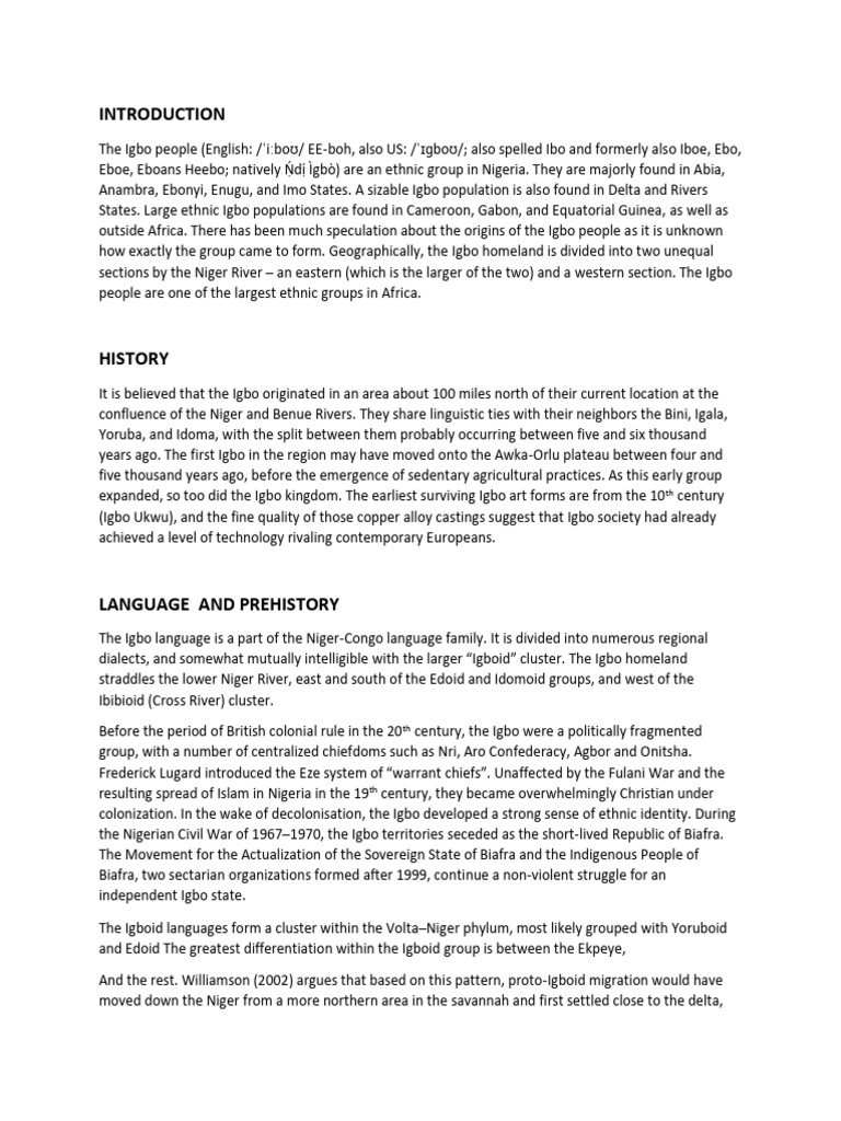 Overview of the Igbo Tribe in Nigeria | PDF | Igbo People | Atlantic ...