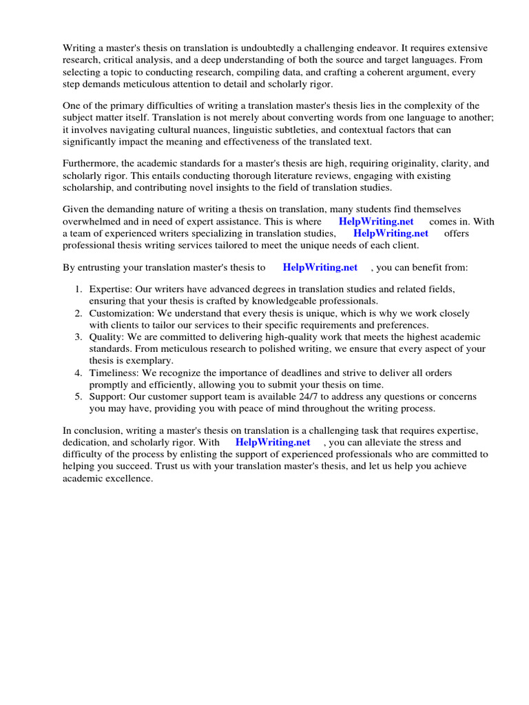 Translation Master Thesis | PDF