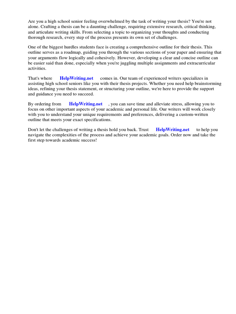 High School Senior Thesis Outline | PDF | Thesis | Dark Triad