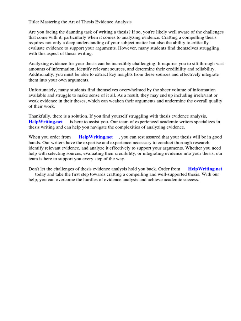 Thesis Evidence Analysis | PDF