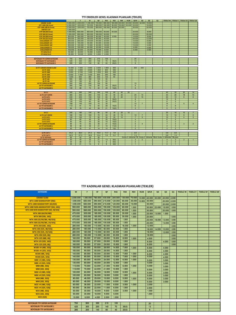 2023 TTF Performans Genel Klasman Sistemi | PDF
