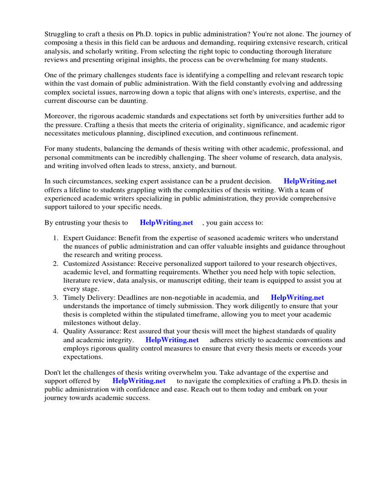 PHD Thesis Topics in Public Administration | PDF | Thesis | Mental Health