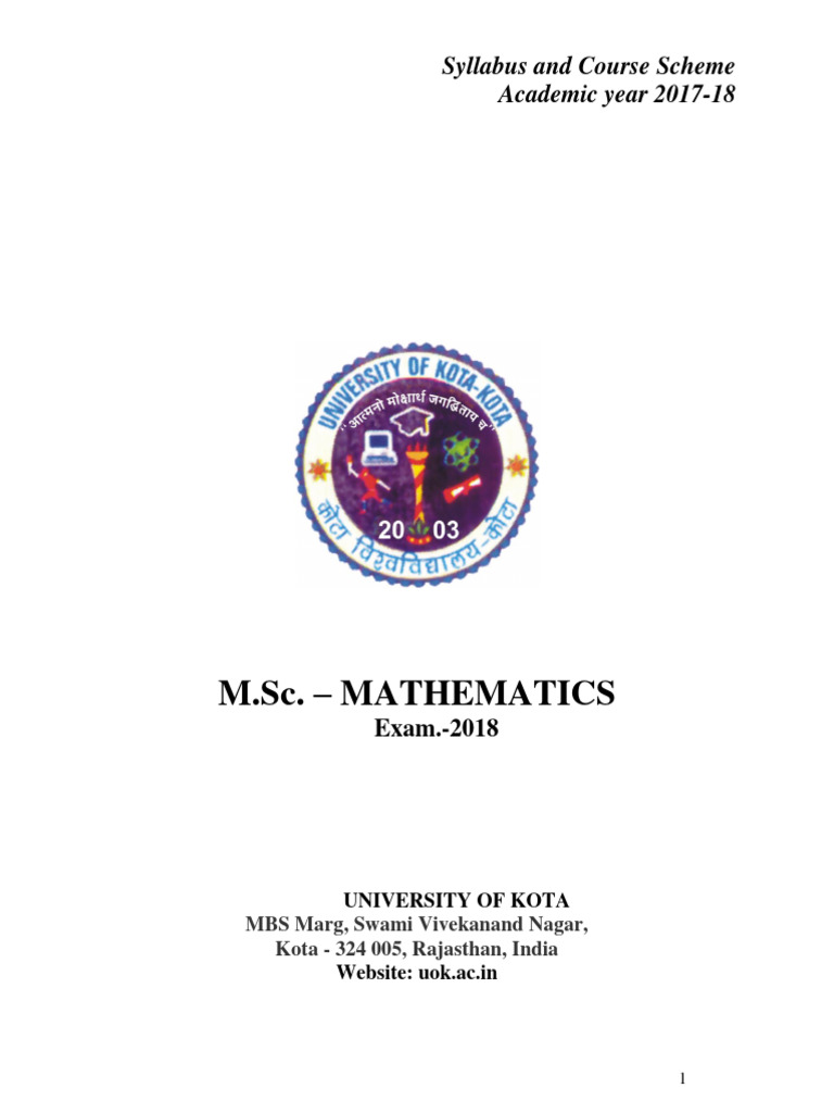 M.Sc. Mathematics Exam Syllabus 2018 | PDF | Pointer (Computer ...