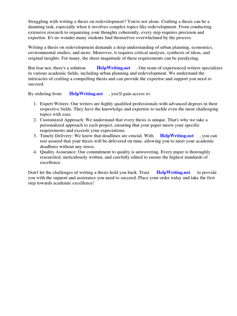 Redevelopment Thesis | PDF | Expert | Thesis
