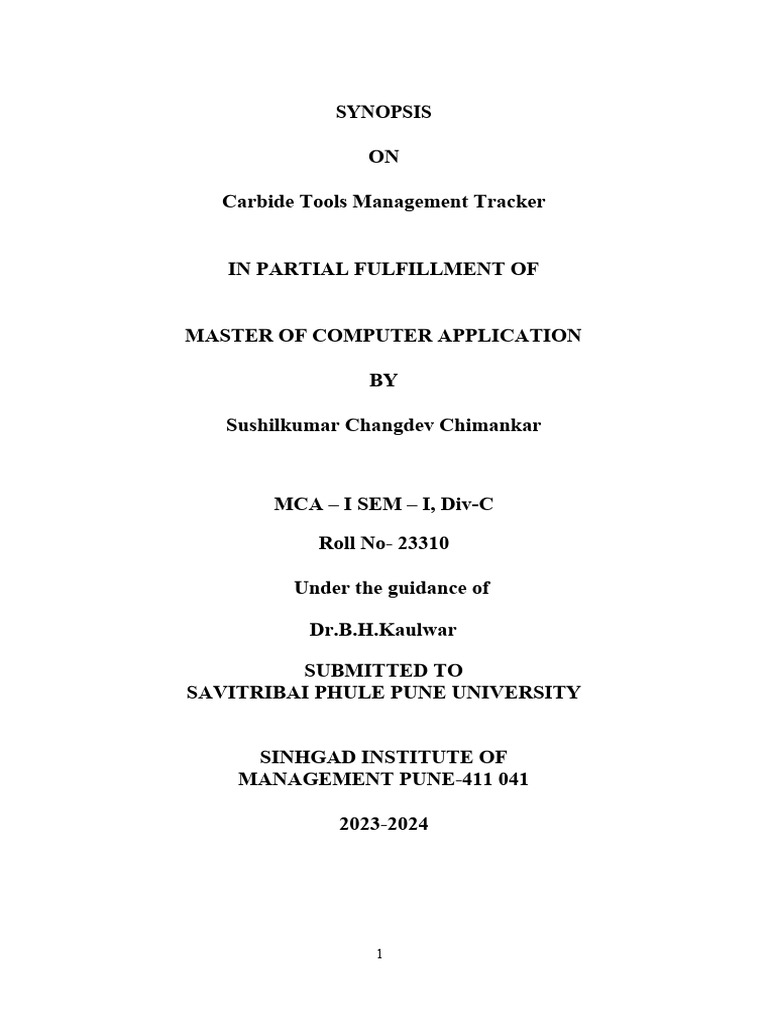 Synopsis Format For MCA I Sem I | PDF | Databases | Point Of Sale