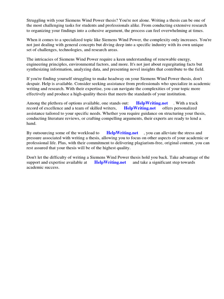 Siemens Wind Thesis Help | PDF | Wind Power | Offshore Wind Power