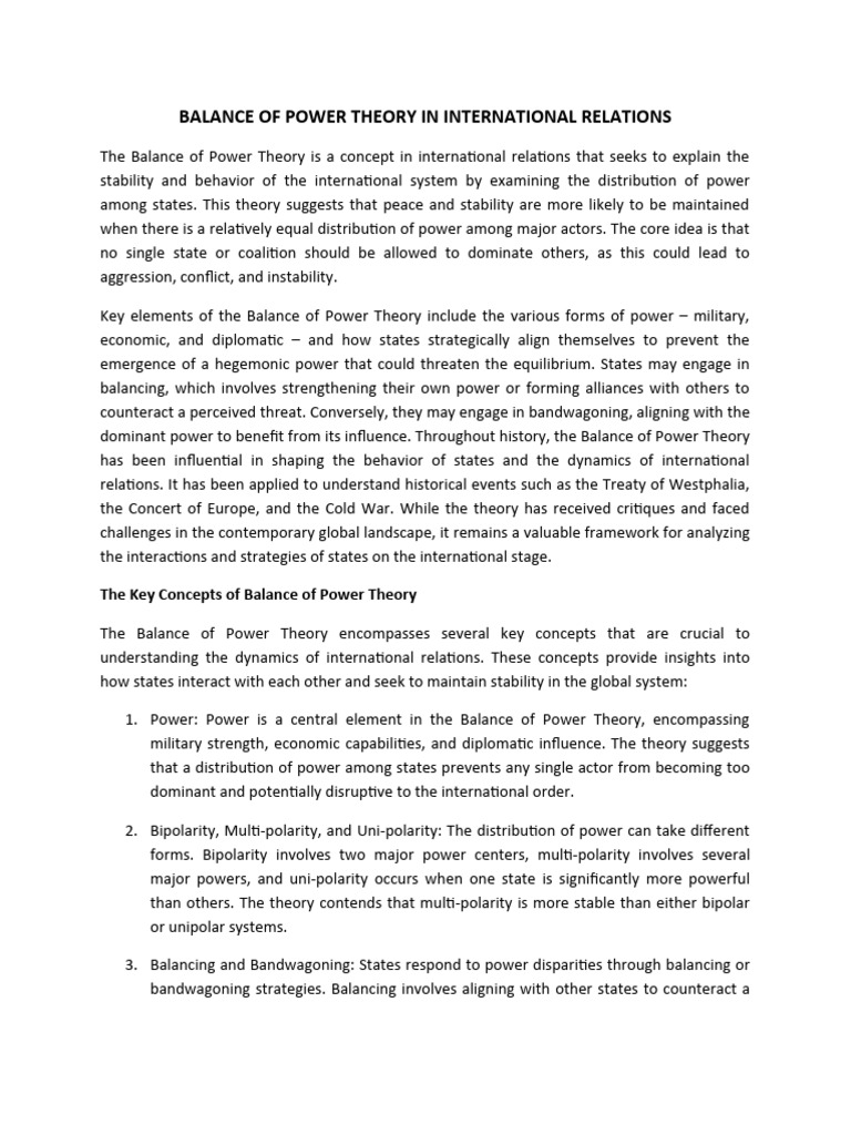 Balance of Power | PDF
