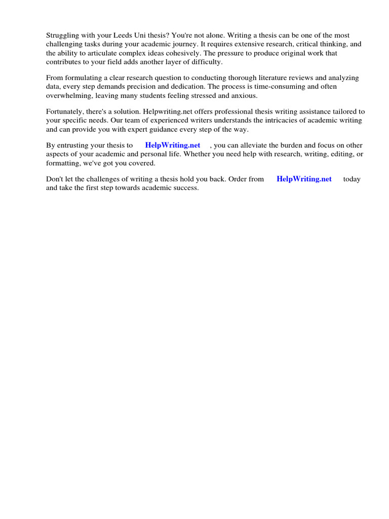 Leeds Uni Thesis Pdf Psychology Thesis