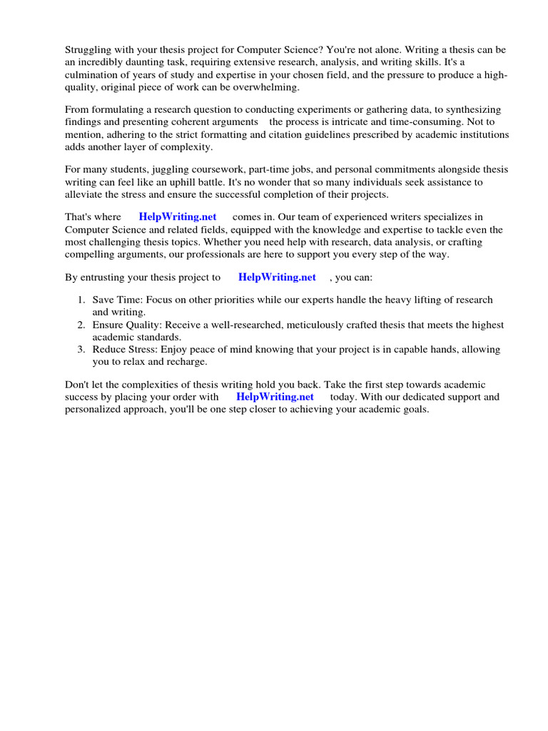 Thesis Project for Computer Science | PDF | Thesis | Science